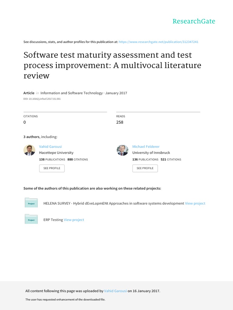 Software Test Maturity Assessment and Test Process Improvement - A MLR ...