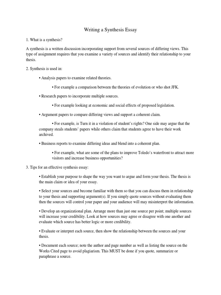 Guide to Writing a Synthesis Essay | PDF | Essays | Thesis