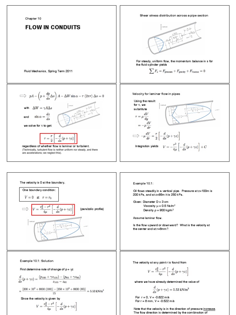 Flow in Conduits: Shear Stress Distribution Across A Pipe Section | PDF ...