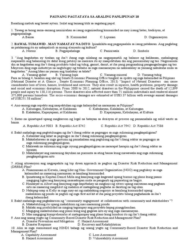 Diagnostic Test Ap 10 | PDF