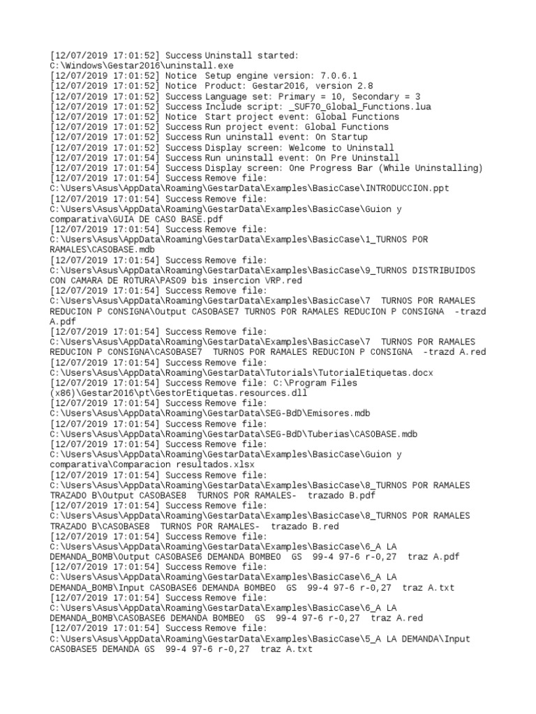 Gestar2016 Uninstall Log | PDF | Information Technology Management | Microsoft Software
