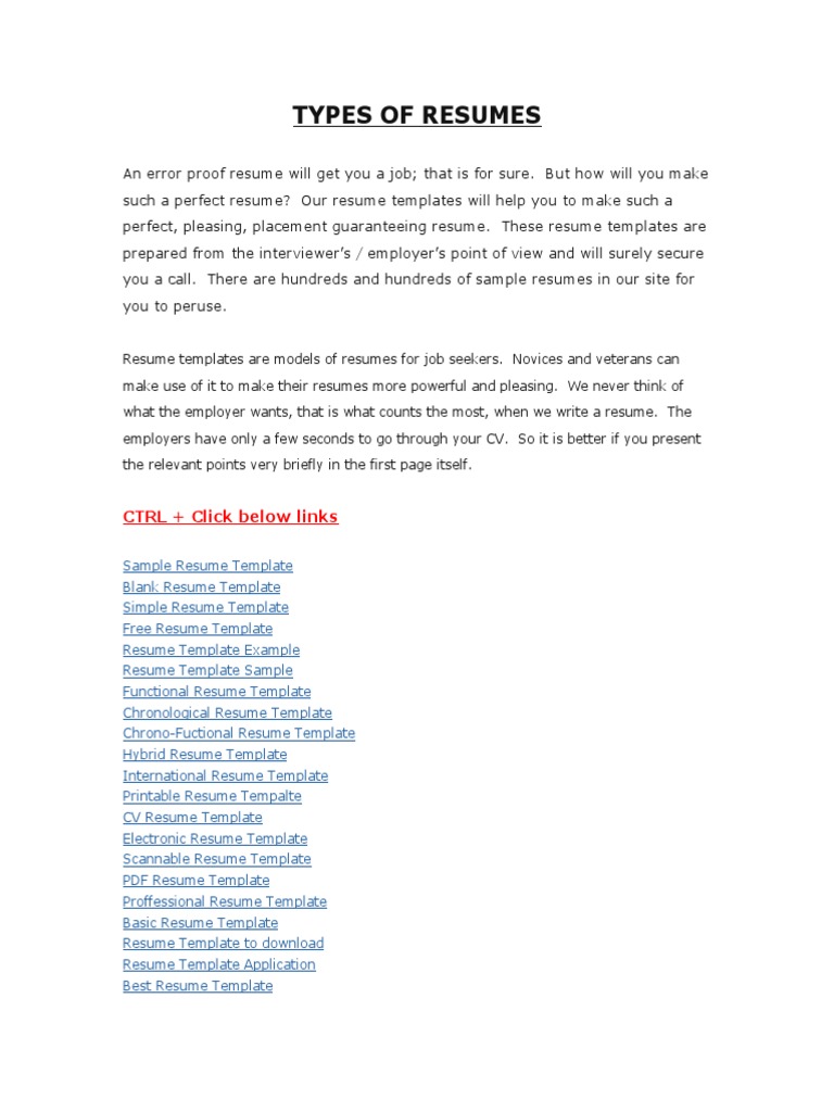 Types of Resume | PDF