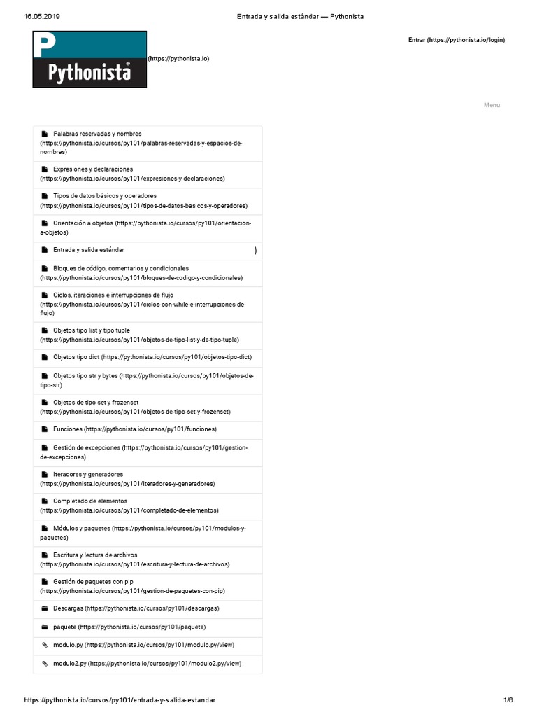!-2-Entrada y Salida Estándar - Pythonista | PDF | Python (lenguaje de programación) | Informática