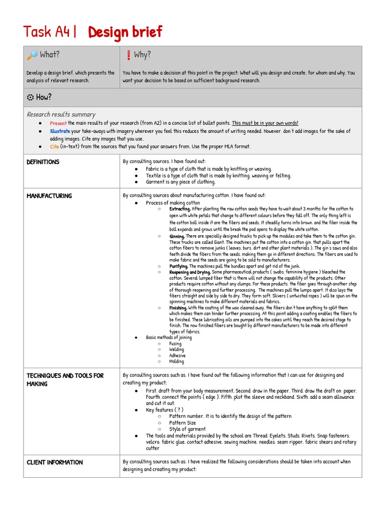 Alya Firdausi - A4 Design Brief Sustainable Design Sewciety 1 | PDF ...
