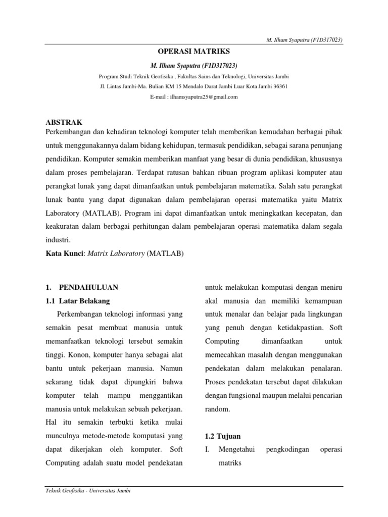 1 - Operasi Matriks | PDF