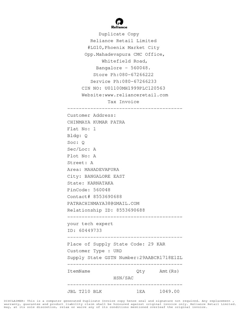 Reliance Jio Bill PDF | PDF | Payments | Banking