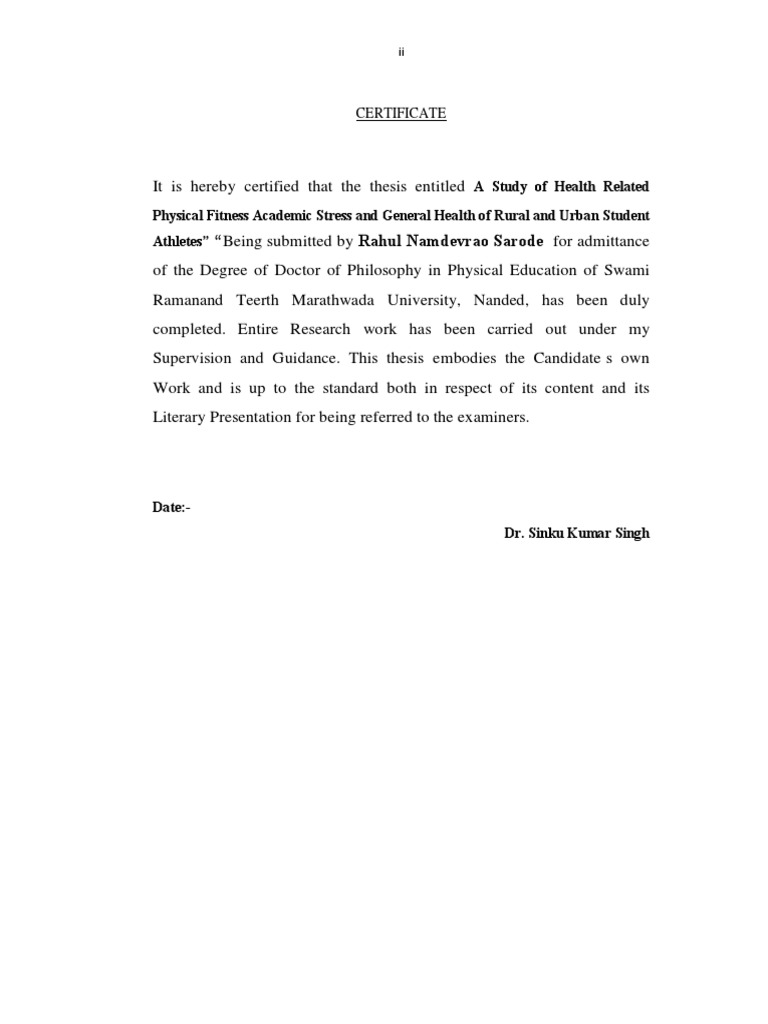 "Being Submitted by Rahul Namdevrao Sarode For Admittance | PDF ...