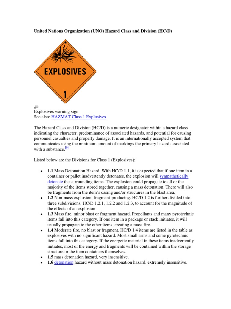 HAZMAT Class 1 Explosives | PDF | Propellant | Explosion