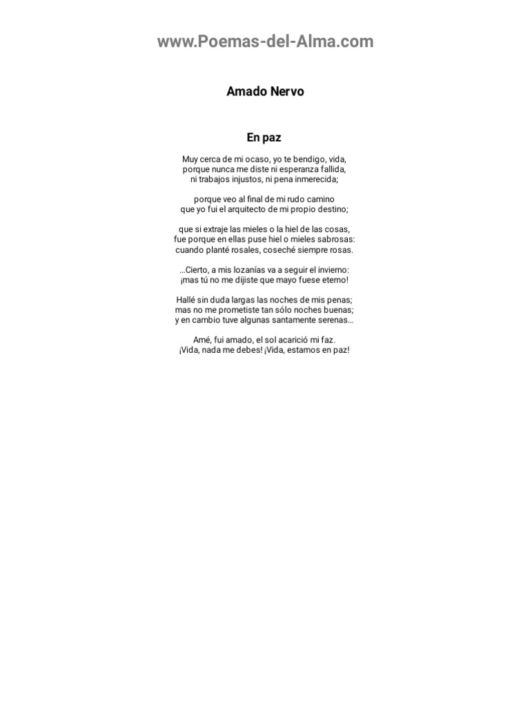 Imprimir en Paz de Amado Nervo PDF | PDF