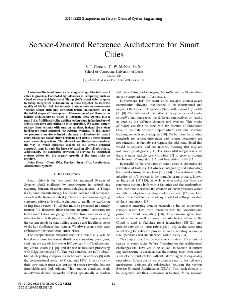 Service-Oriented Reference Architecture For Smart Cities | PDF | Internet Of Things | Service ...