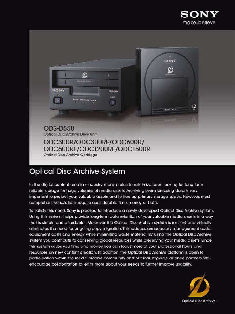 Optical Disc Archive Brochure | PDF | Computer File | Computer Data Storage