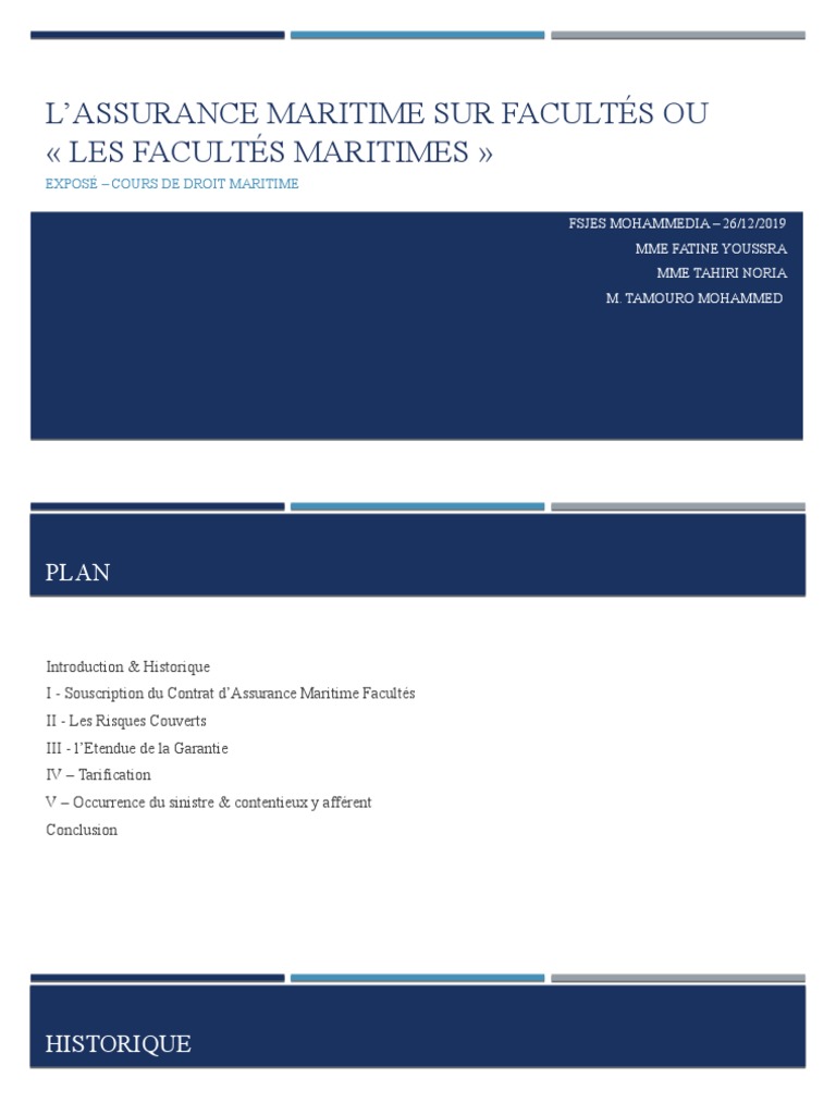 L'assurance Maritime Sur Facultés Ou Les Facultés Maritimes | PDF | Assurance | Secteurs du service
