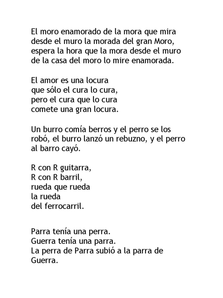 Trabalenguas RR y R | PDF