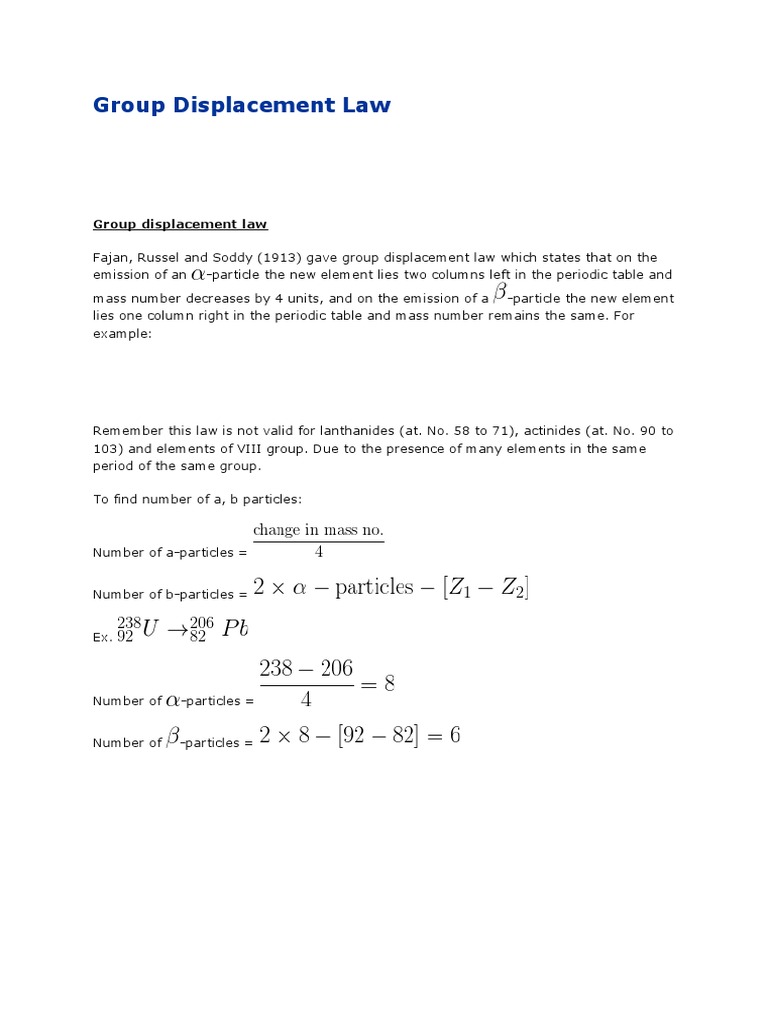 Group Displacement Law | PDF