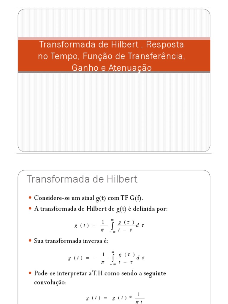 Transformada de Hilbert - Resposta No Tempo - Funcao de Transferencia ...