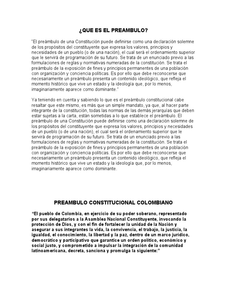 Que Es El Preambulo y Por Que Es Objeto de Violacion | PDF ...