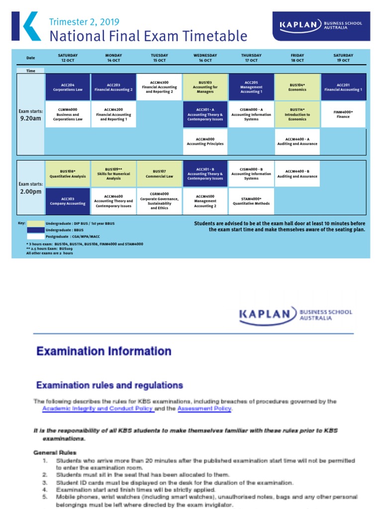 National Final Exam Timetable: Trimester 2, 2019 | PDF | Test ...