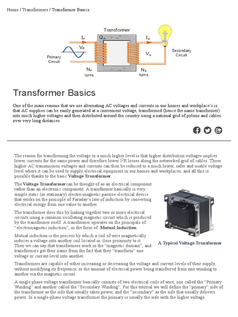 Transformer Basics and Transformer Principles PDF | PDF | Transformer | Inductor