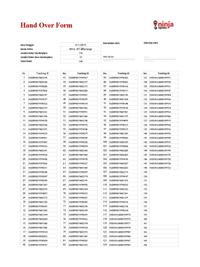 Form Hand Over Mitra1 | PDF