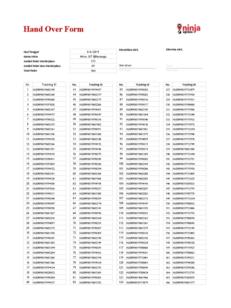 Form Hand Over Mitra21 | PDF