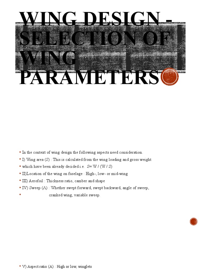 Wing Design - Selection of Wing Parameters | PDF