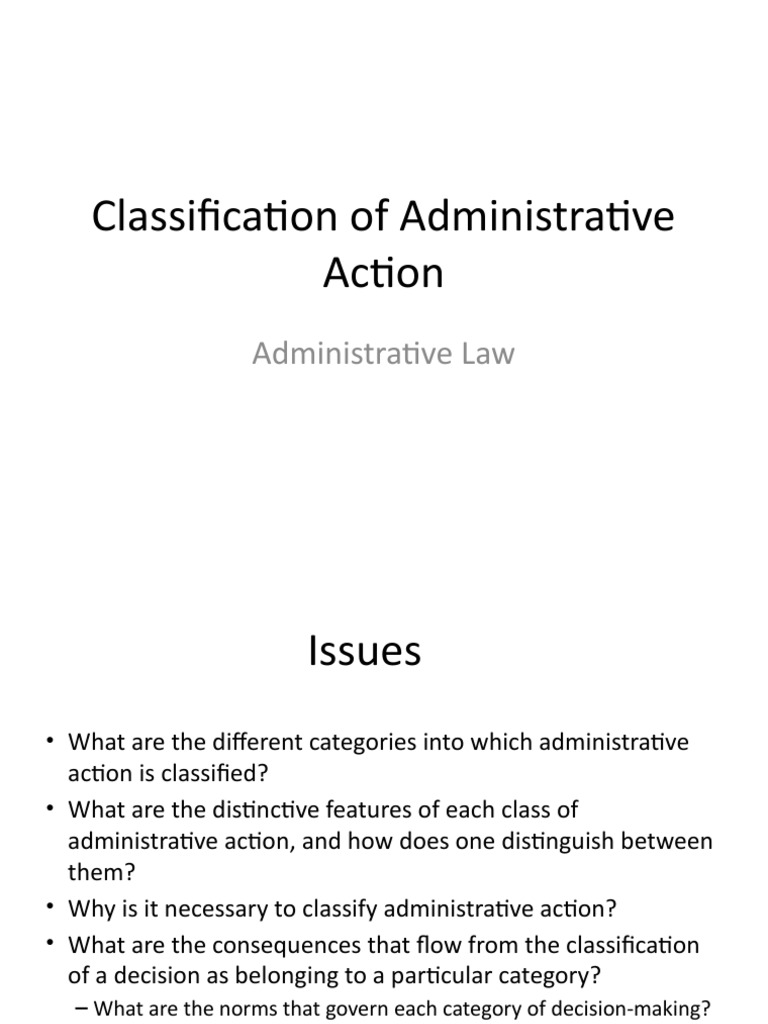 Classification of Administrative Actions | PDF | Precedent | Discretion