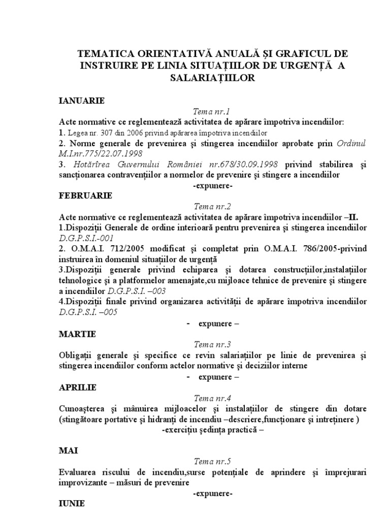 Tematica de Instruire Lunara | PDF