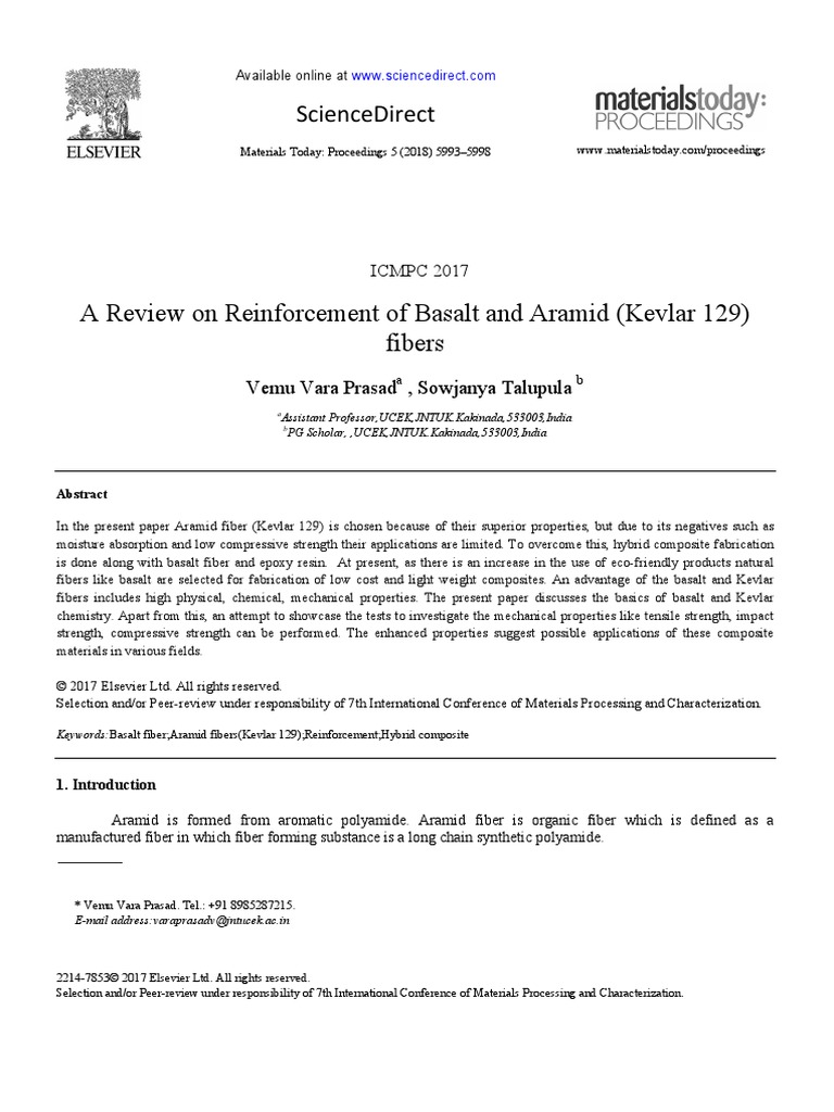 A Review On Reinforcement of Basalt and Aramid (Kevlar 129) - Fibers ...