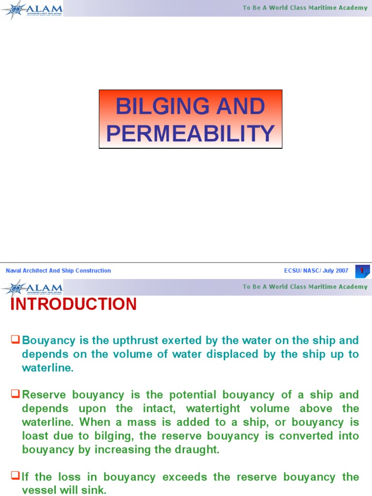 Bilging and Permeability | PDF | Buoyancy | Naval Architecture