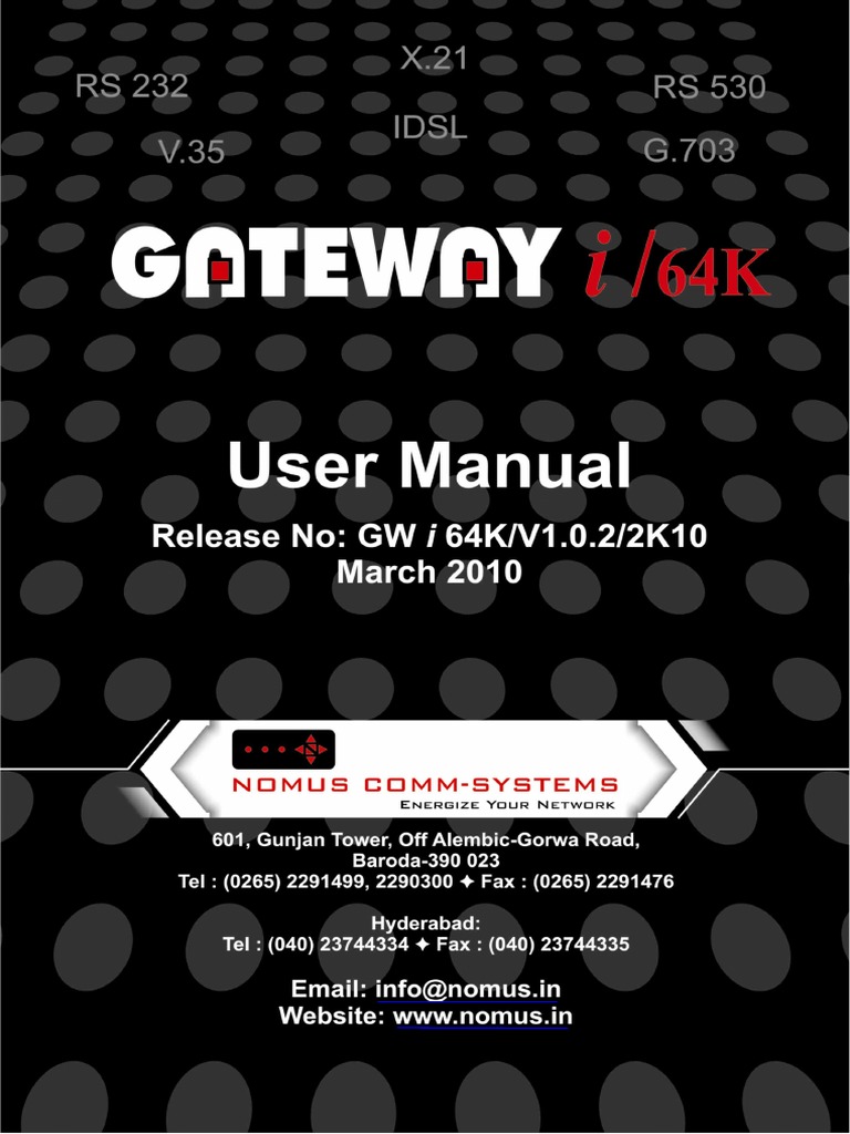 Gateway I 64K User Manual | PDF | Modem | Telecommunications