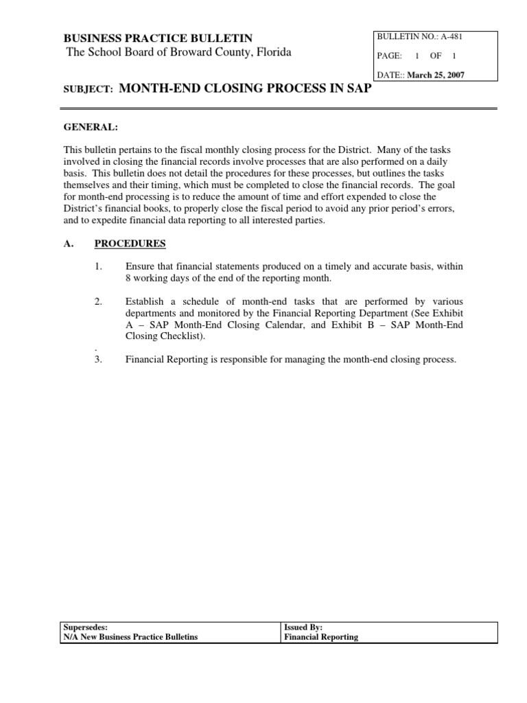 Month-End Closing Process in SAP (School) | PDF | Accrual | Accounts ...