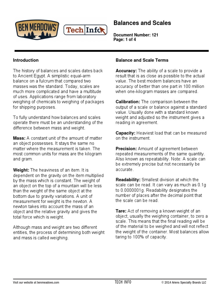 Balances and Scales: Balance and Scale Terms Accuracy | PDF | Weighing ...