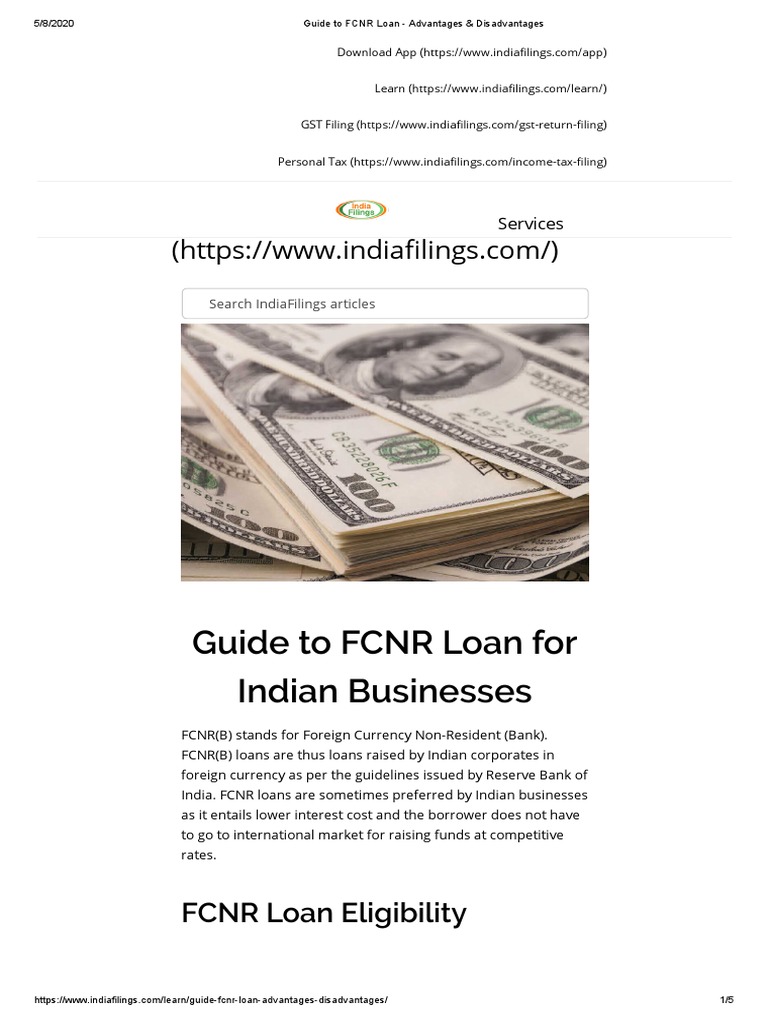Guide To FCNR Loan - Advantages & Disadvantages | PDF | Loans | Credit
