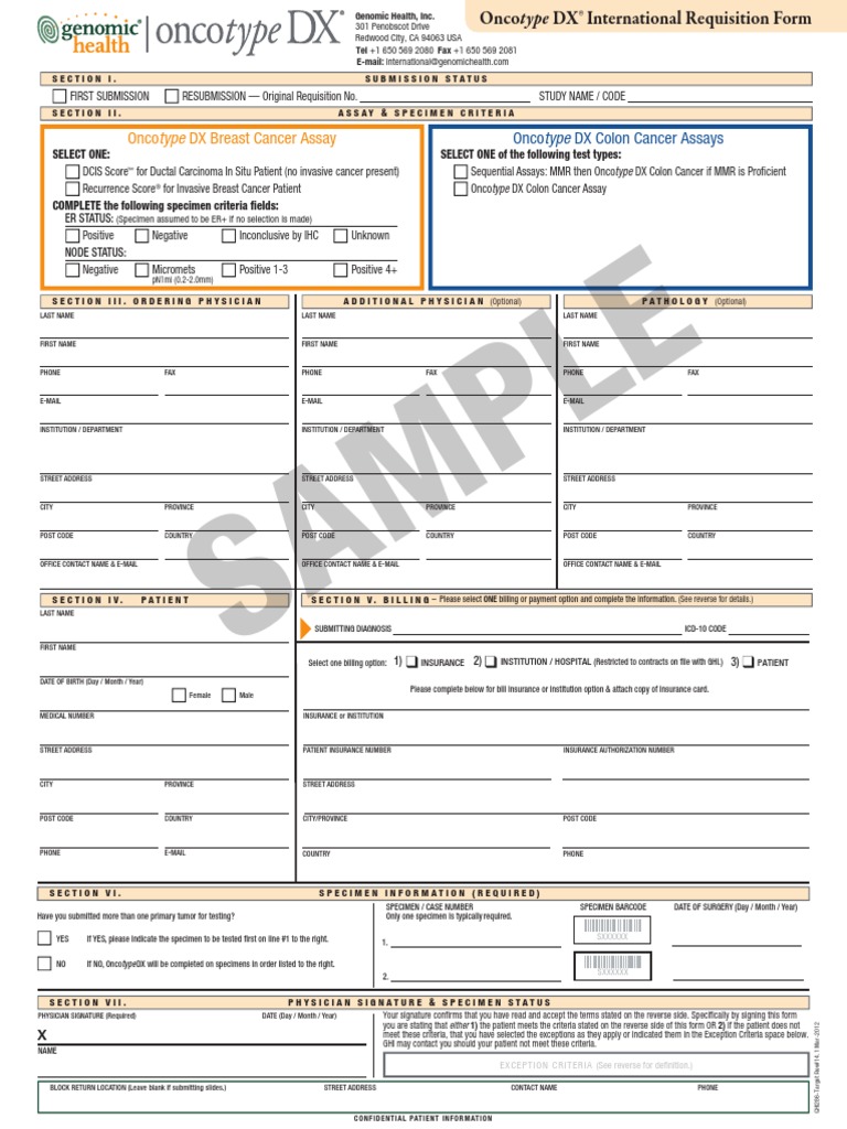 Sample: Oncotype DX Breast Cancer Assay | PDF | Breast Cancer | Cancer
