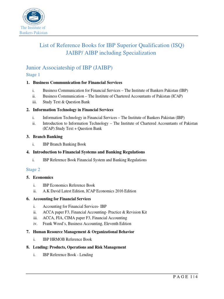 ISQ List of Reference Books PDF | PDF | Banks | Accounting