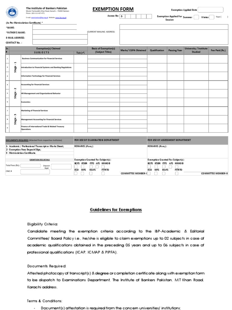 IBP Exemption Application Guidelines | PDF | Banks | Economies