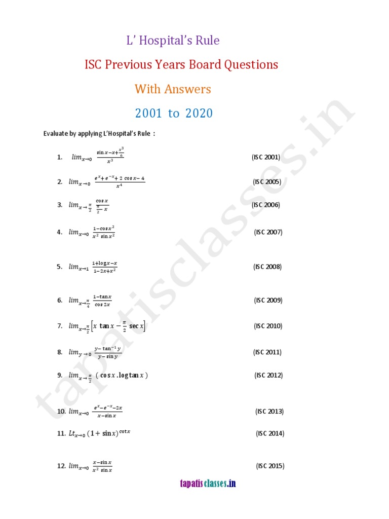 With Answers: ISC Previous Years Board Questions | PDF