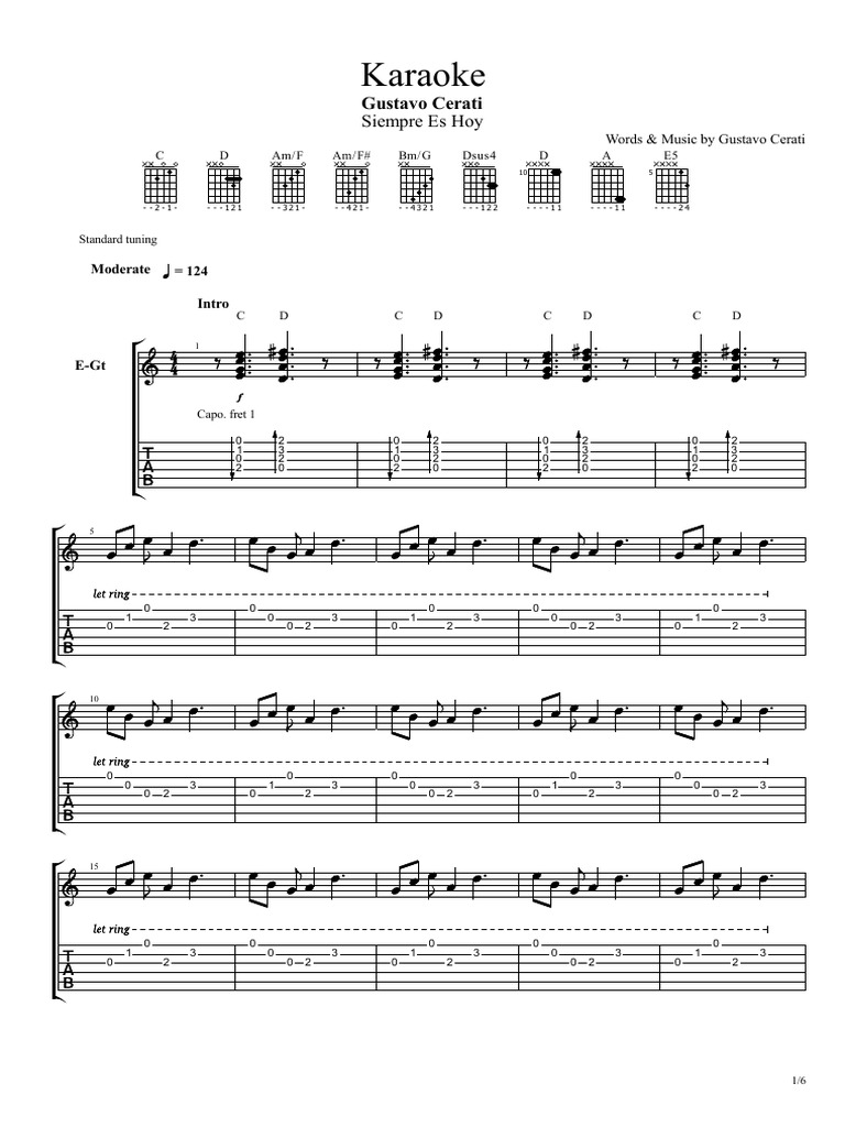 Gustavo Cerati - Karaoke (Guitar Pro) PDF | PDF | Musical Instruments ...