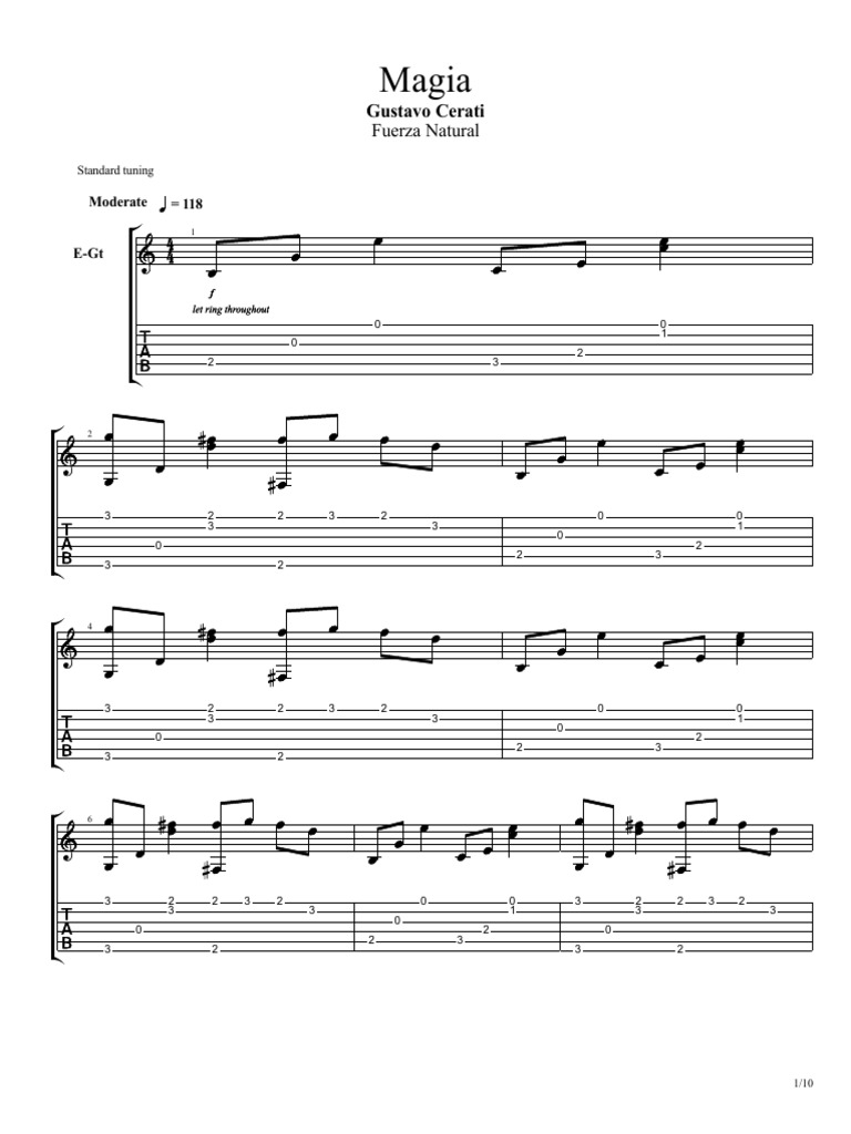 Gustavo Cerati - Magia (Guitar Pro) PDF | PDF | Entertainment (General)