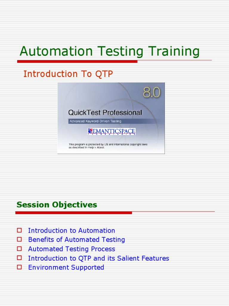 QTP Automation Testing Training Guide | PDF | Computers