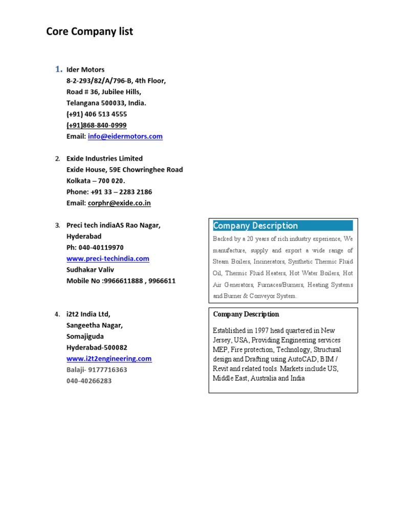 Core Company List | PDF | Engineering Thermodynamics | Heating ...