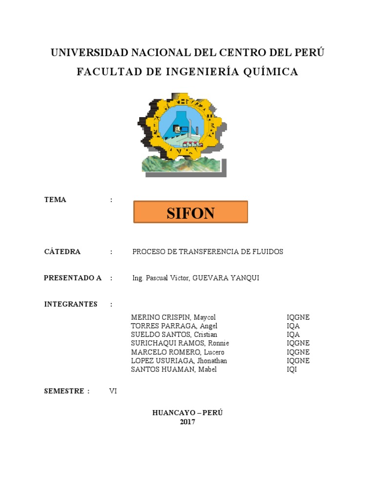 Sifon Apa | PDF | Dinámica (Mecánica) | Ingeniería Química