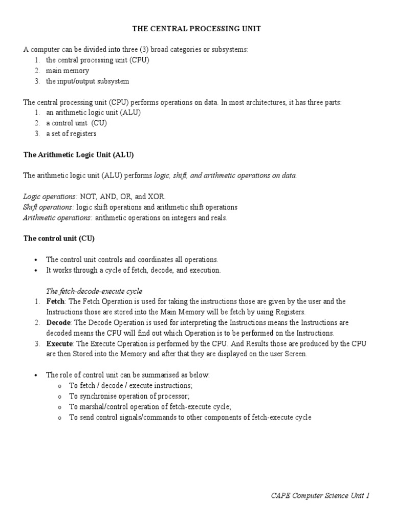 The Central Processing Unit | PDF | Central Processing Unit | Input/Output