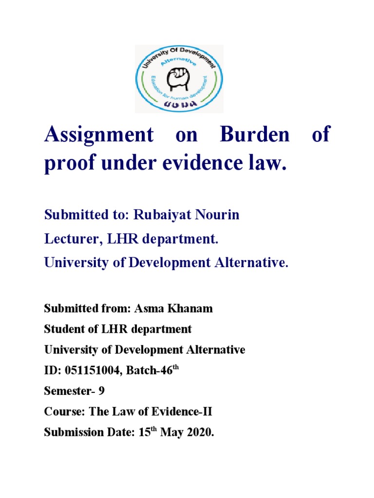 Burden of Proof in Evidence Law | PDF | Burden Of Proof (Law ...