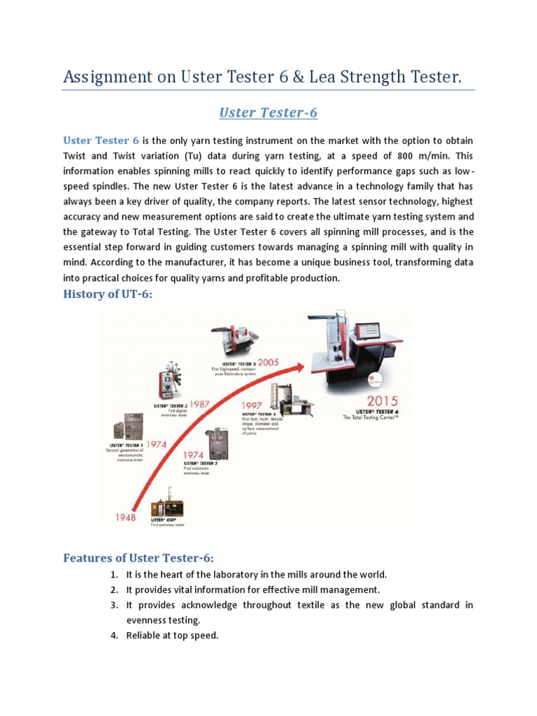 Uster Tester 6 & Lea Strength Overview | PDF | Spinning (Textiles) | Yarn