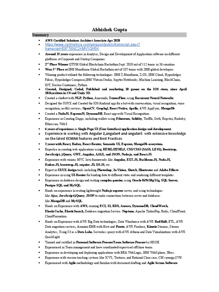 Dice Resume CV Abhishek Gupta | PDF | Web Application | Angular Js