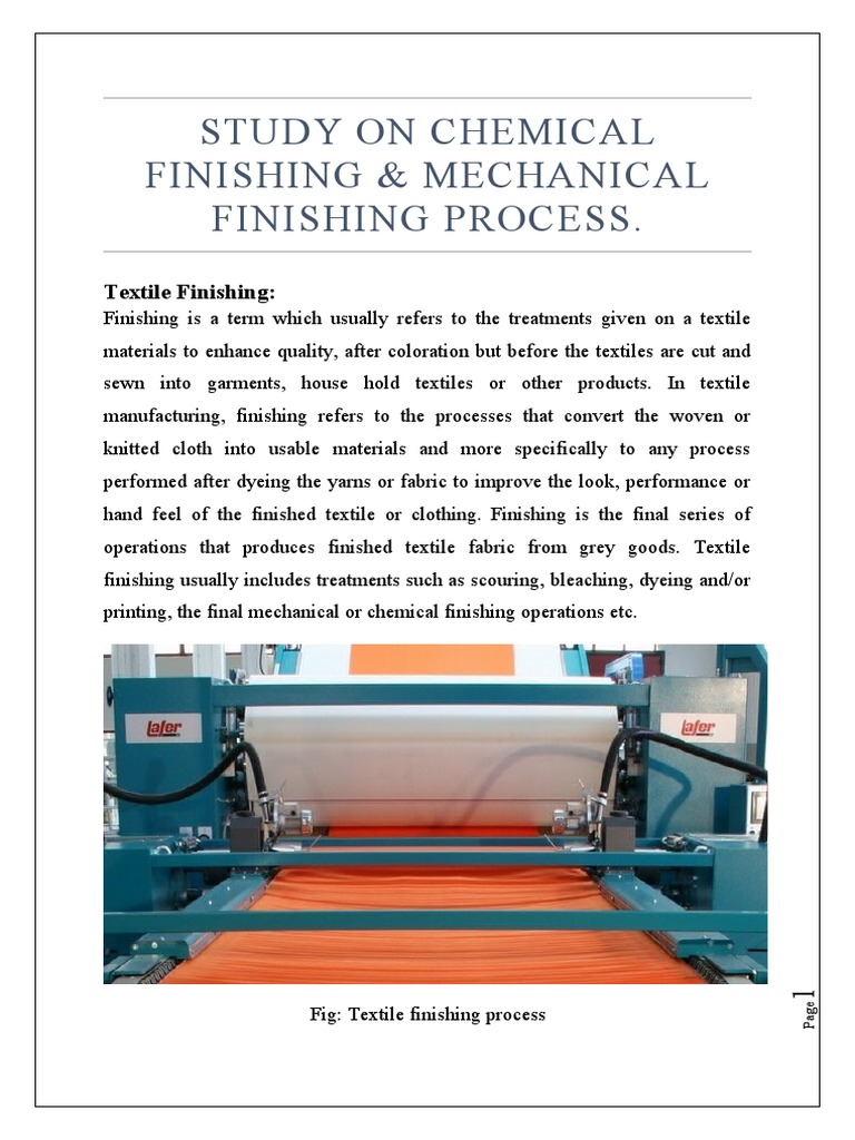 Study On Chemical Finishing | PDF | Textiles | Materials