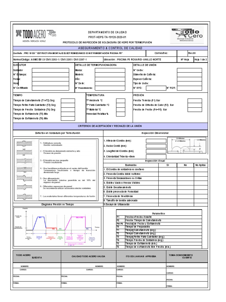 Protocolo de Hdpe Inspección Visual | Descargar gratis PDF | Soldadura ...