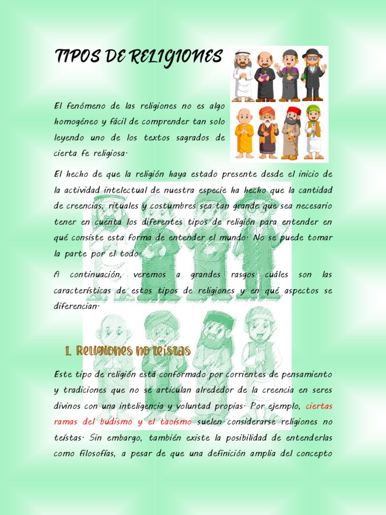 Tipos y características de religiones | PDF | Ateísmo | Dios