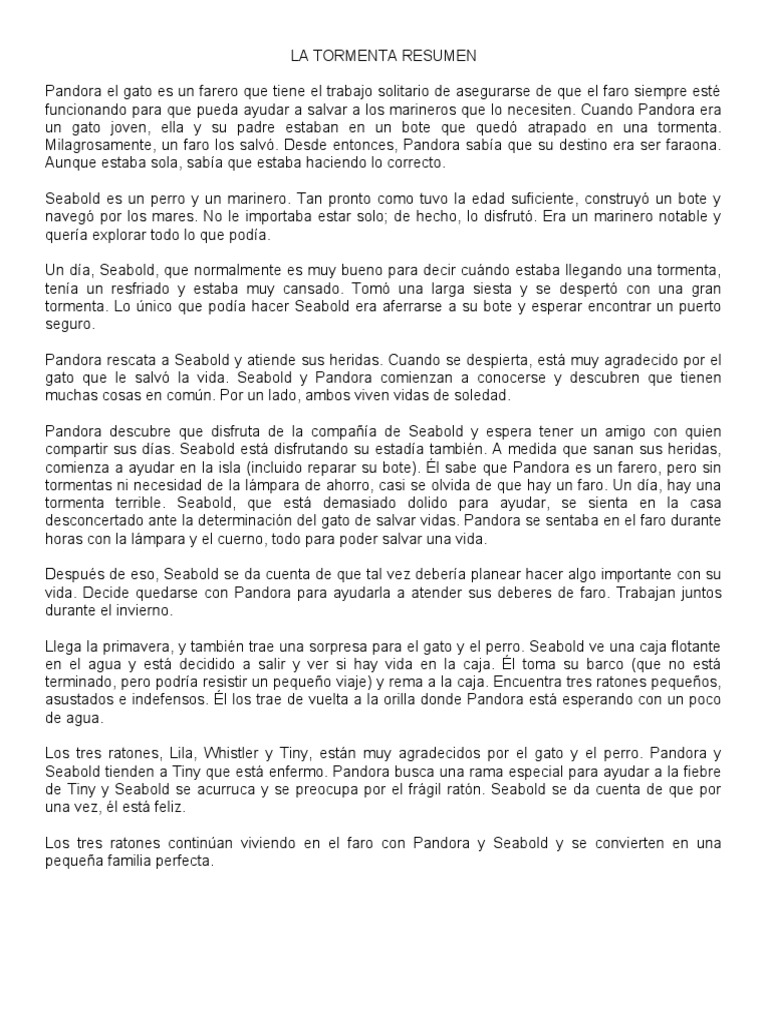 La Tormenta Resumen | PDF | Faro